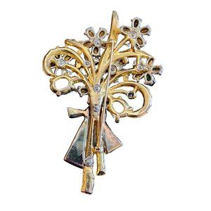 Vintage | Jewelry | Vintage Heavy Plated Pot Metal Riveted Rhinestone ...
